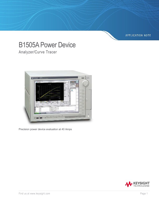 B1505A Power Device Analyzer/Curve Tracer PDF Asset Page | Keysight